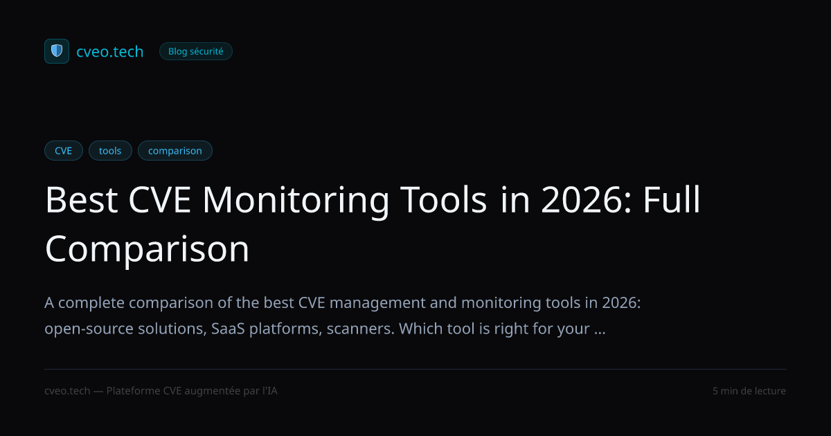 Best CVE Monitoring Tools in 2026: Full Comparison | cveo.tech